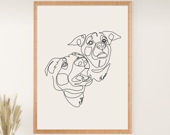 Dog Line Drawing Tattoo Commission Custom Dog Portrait Pet - Etsy