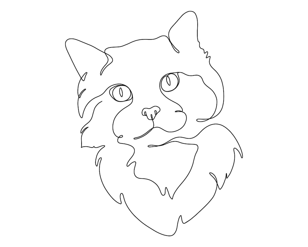Cat Tattoo Commission Cat Line Art Custom Line Drawing - Etsy
