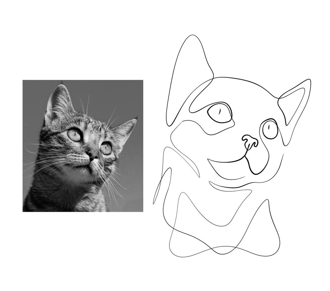 Cat Tattoo Commission, Cat Line Art, Custom Line Drawing, Outline ...