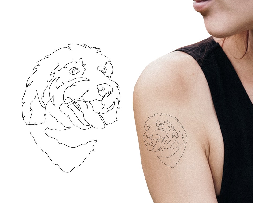 Dog Line Drawing Tattoo Commission Custom Dog Portrait Pet - Etsy
