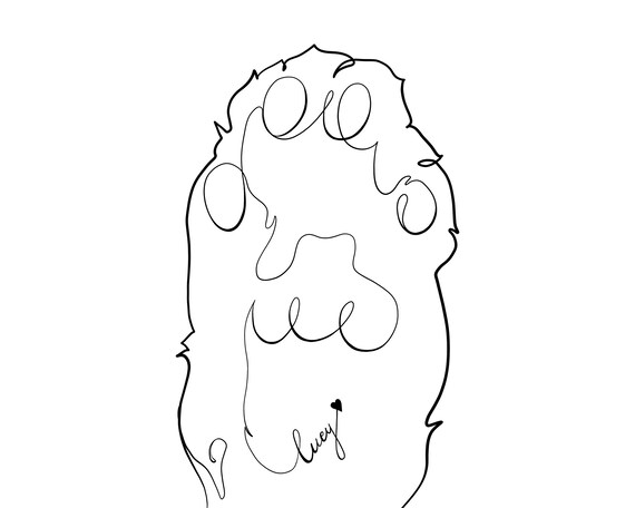 Paw Cat Line Drawing Pet Line Drawing Cat Line Art Custom - Etsy