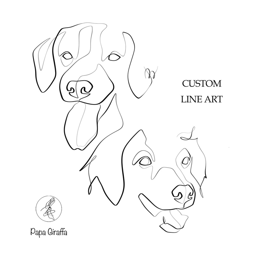 Custom DOG Portrait From Photo, Dog Line Drawing, Dog Tattoo Design ...