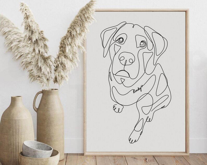 Custom Dog Portrait Dog Line Drawing Custom Line Drawing - Etsy