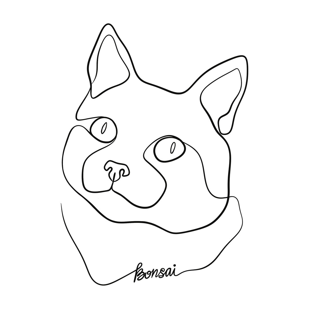 Custom CAT Portrait Cat Line Art Tattoo Commission Pet - Etsy