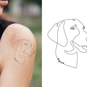 Dog Line Art Tattoo Commission Custom Dog Portrait Pet Art - Etsy