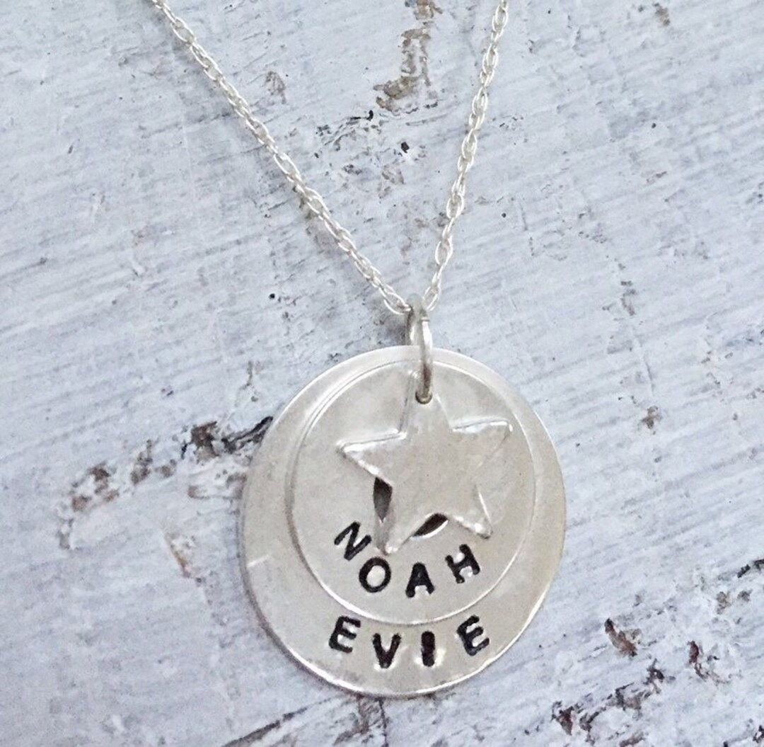 Personalised Sterling Silver Washer and Star Necklace - Etsy