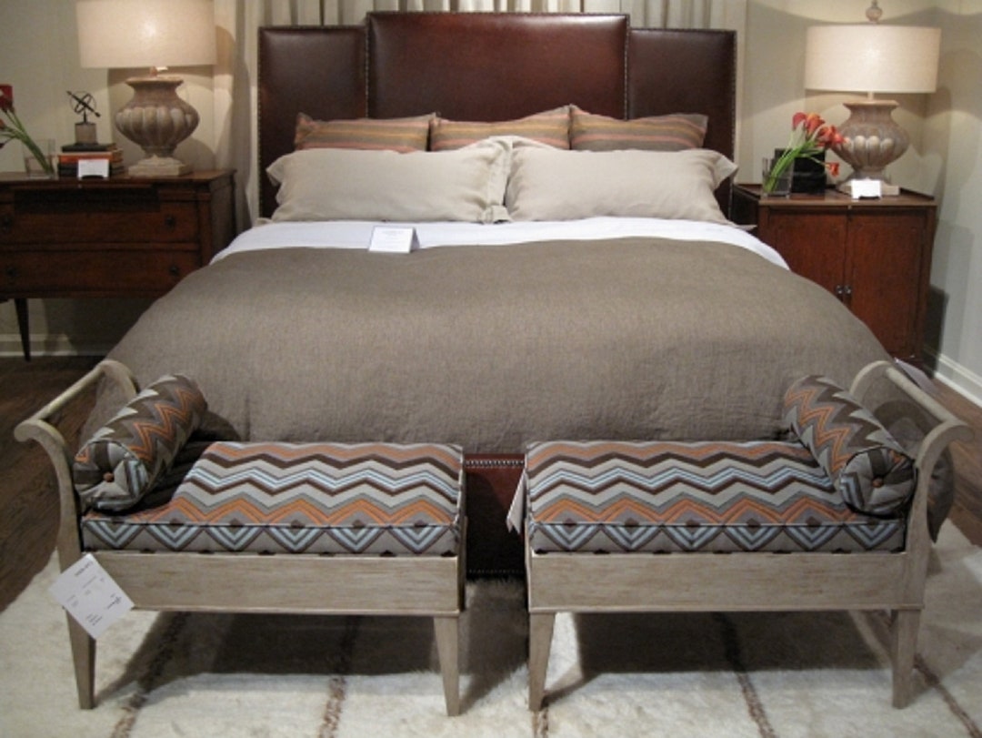 Custom Upholstered Pair of Left & Right Scroll Arm Benches - Etsy