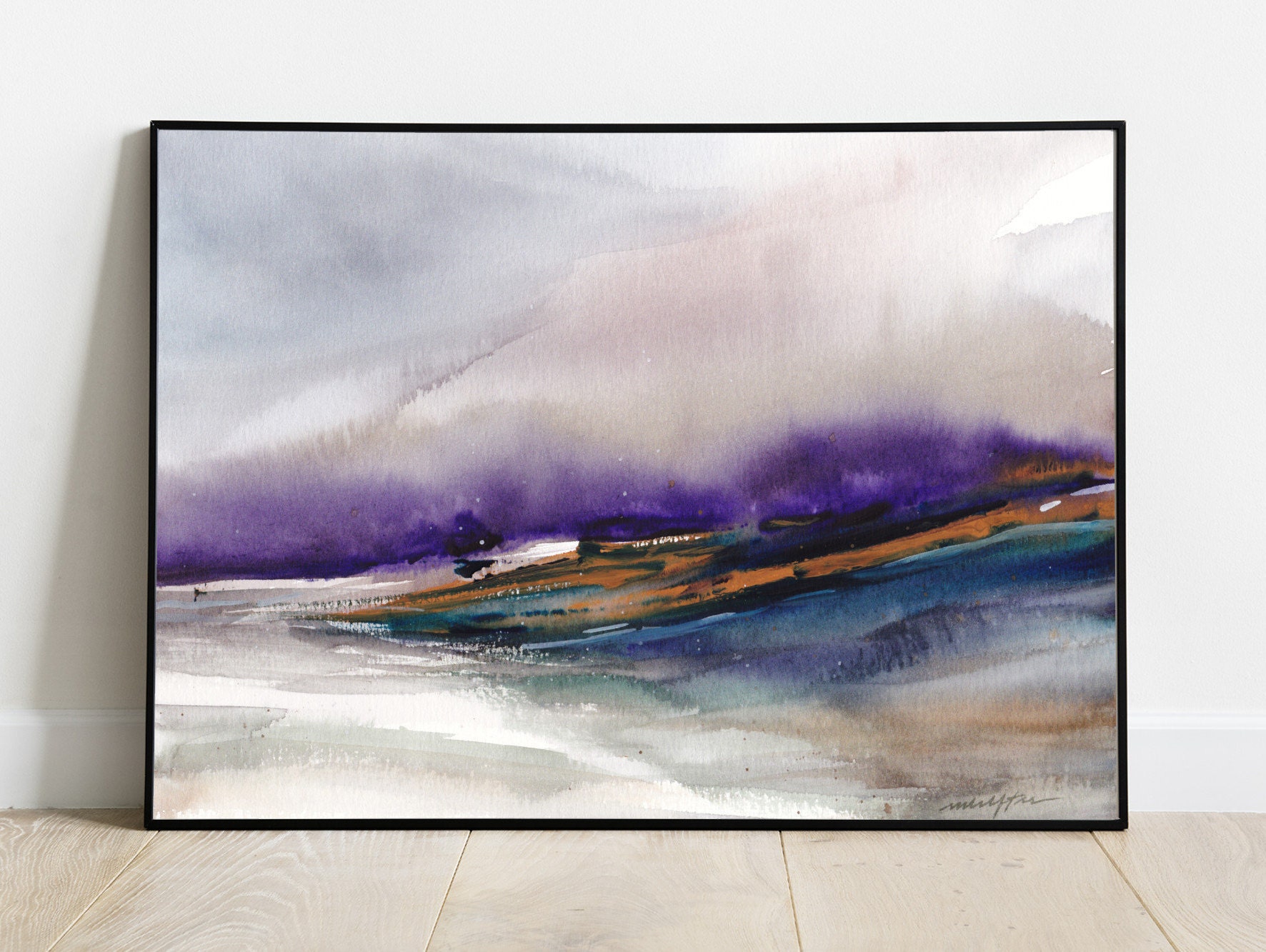 Abstract Purple Landscape Printable Watercolor Art Digital - Etsy