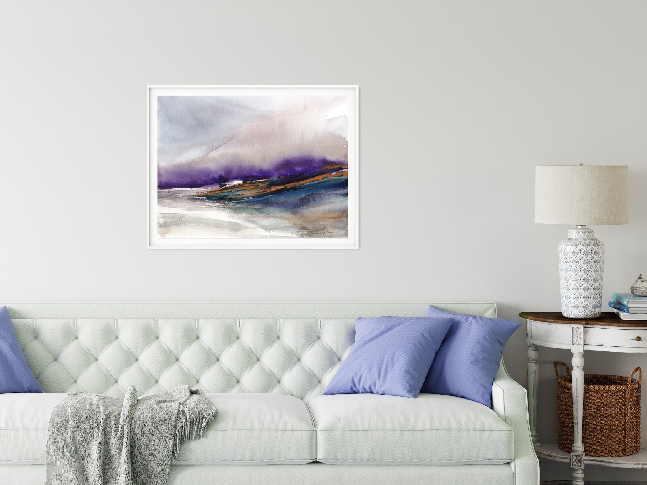 Abstract Purple Landscape Printable Watercolor Art Digital - Etsy