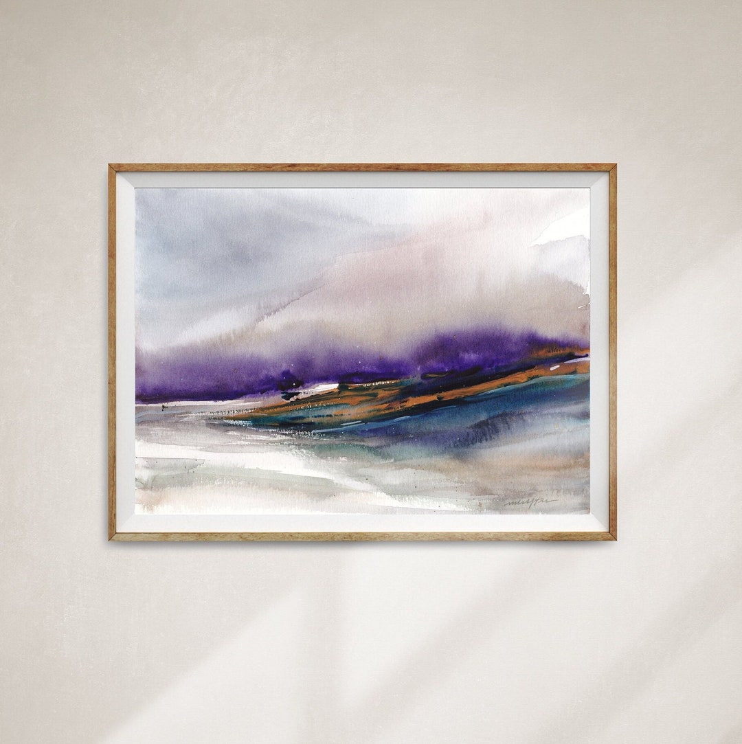 Abstract Purple Landscape, Printable Watercolor Art, Digital Download ...