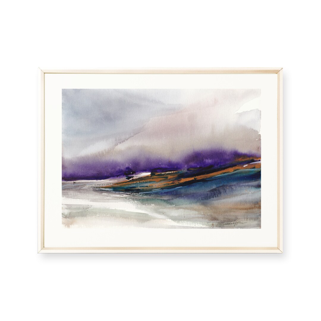 Abstract Purple Landscape Printable Watercolor Art Digital - Etsy