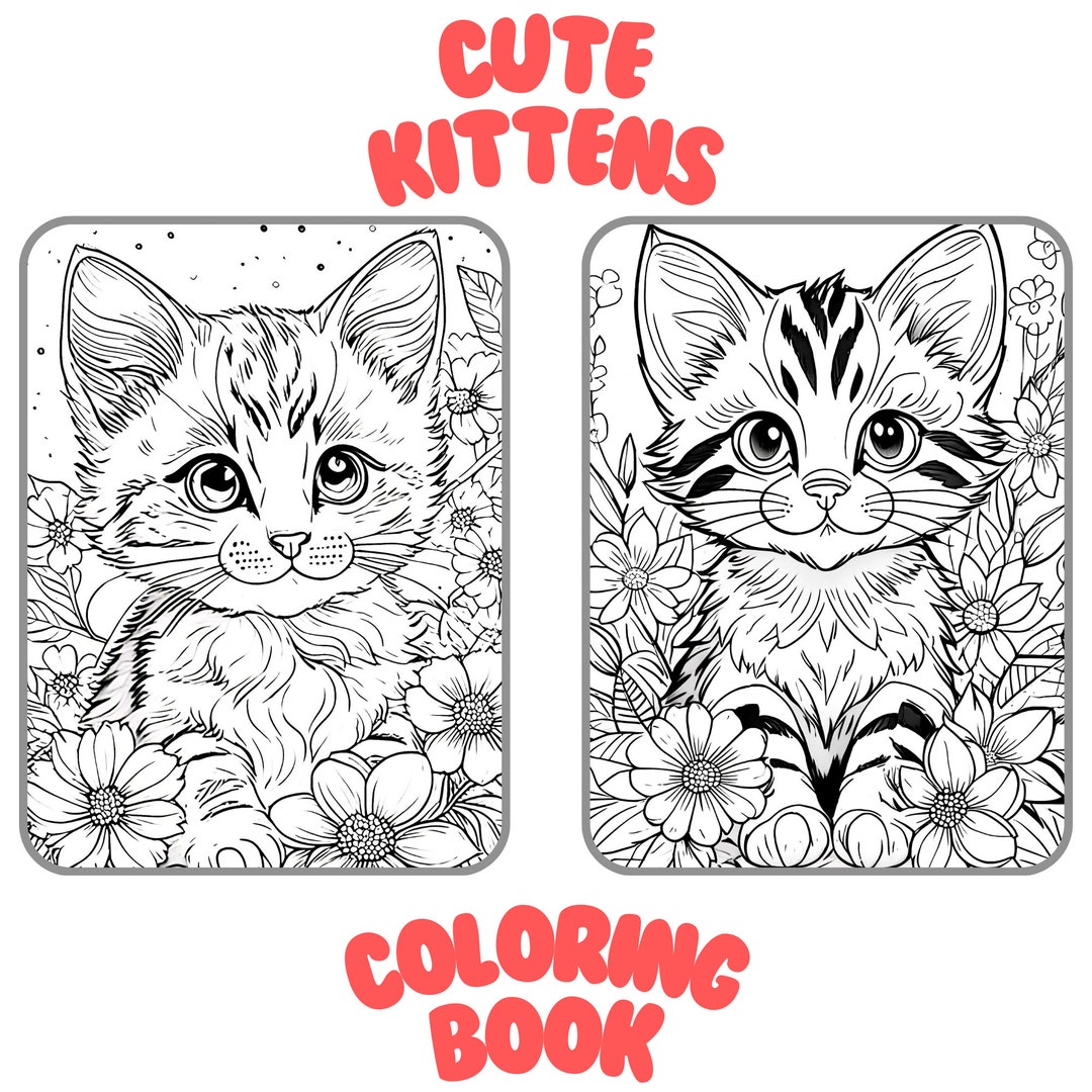 Perfect Cute Cat Coloring Pages Printable Kitten Coloring Book for Kids ...