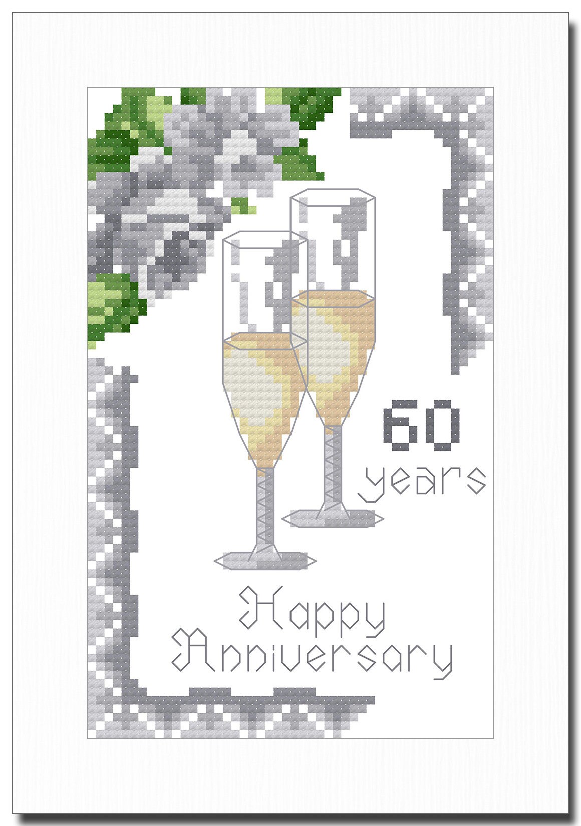 Cross Stitch Pattern, 60th Anniversary Glasses, PDF, Instant Download ...