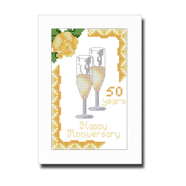 50 Wedding Anniversary Cross Stitch - Etsy
