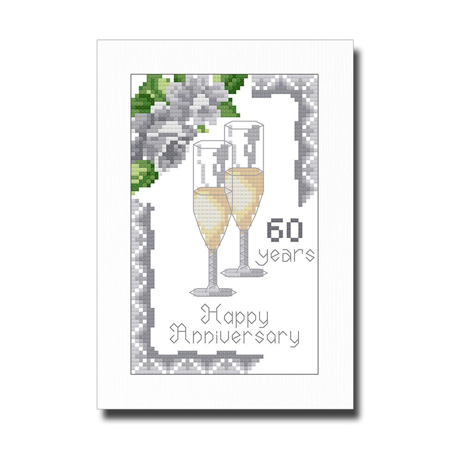Cross Stitch Pattern, 60th Anniversary Glasses, PDF, Instant Download ...