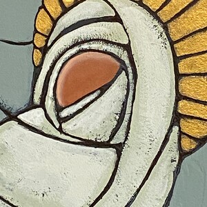 Abstract Nativity; Holy Family; Night Sky; Gold Halos; Neutral Colors ...