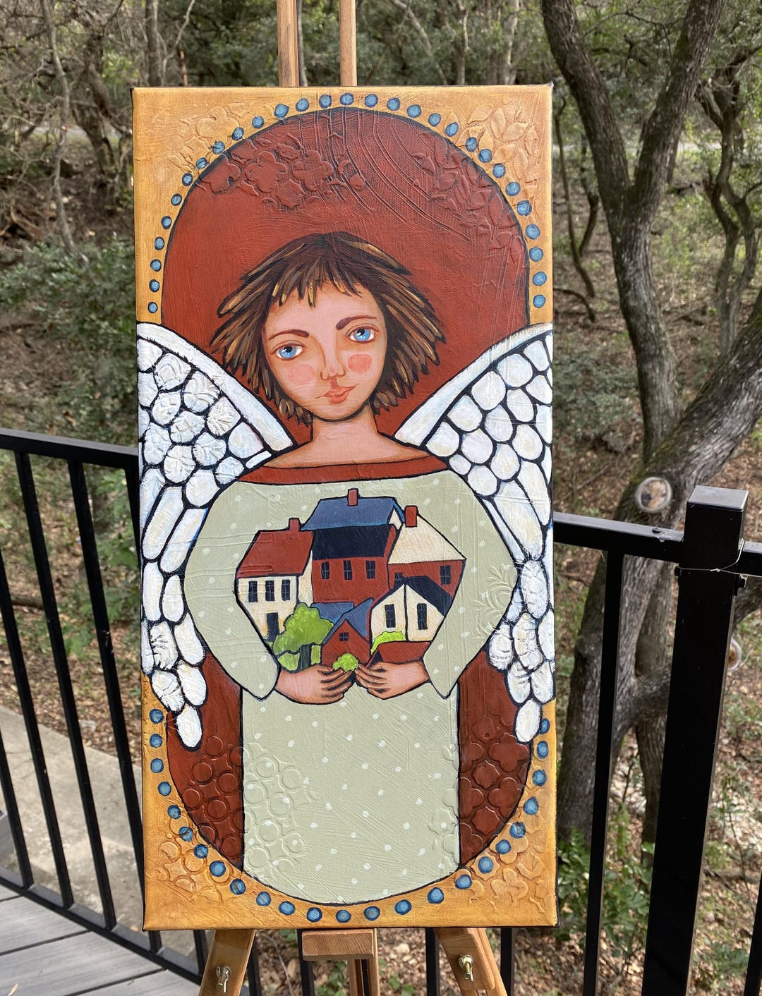 Molly the Guardian Angel; 10x20x.75 Inch on Texture; Guarding the ...