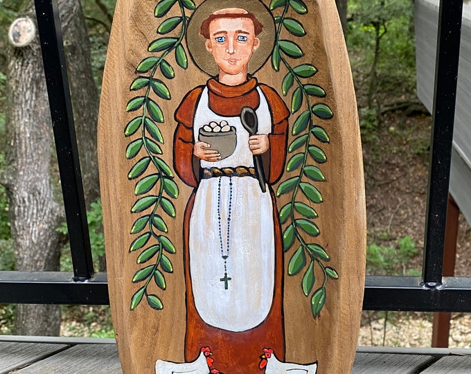 St Pascual, Kitchen Saint With Chickens Painted on Old Dough Bowl ...