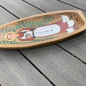 St Pascual, Kitchen Saint With Chickens Painted on Old Dough Bowl ...