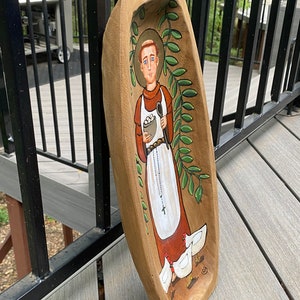 St Pascual, Kitchen Saint With Chickens Painted on Old Dough Bowl ...