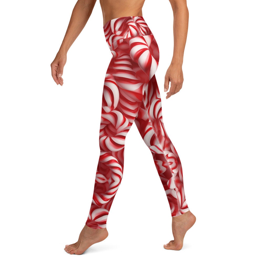 Candy Cane Leggings / Christmas Yoga Pants Gift for Xmas Lover Xmas ...