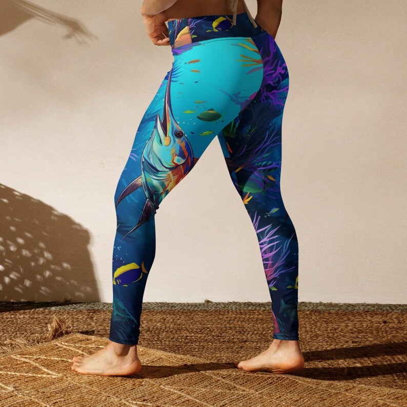 Vibrant Swordfish Leggings / Fish Yoga Pants Nautical Leggings Aquarium ...