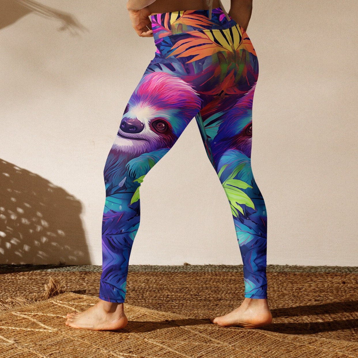Watercolor Sloth Leggings / Sloth Yoga Pants Sloth Print - Etsy