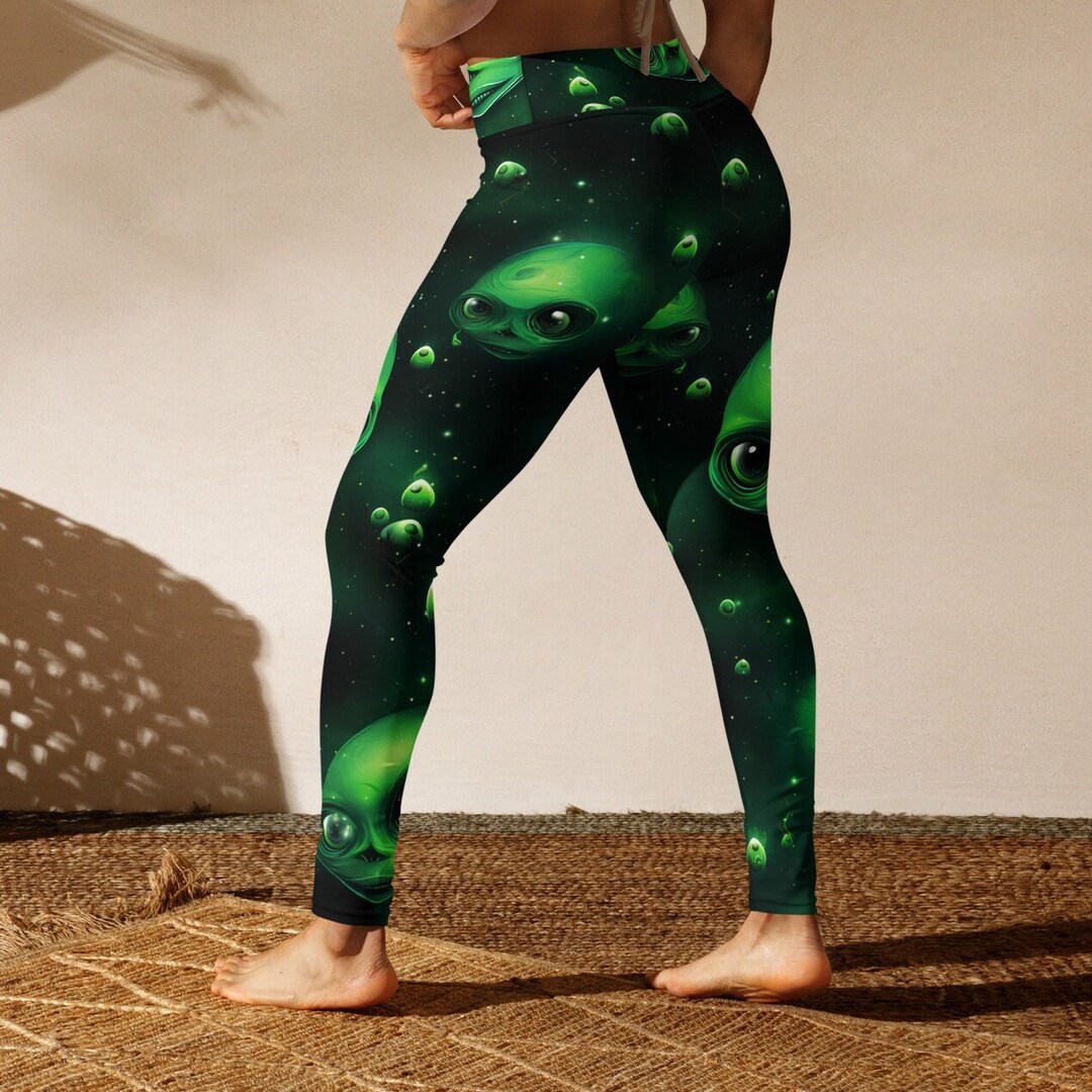 Green Alien Leggings / Alien Yoga Pants Ufo Print Leggings - Etsy