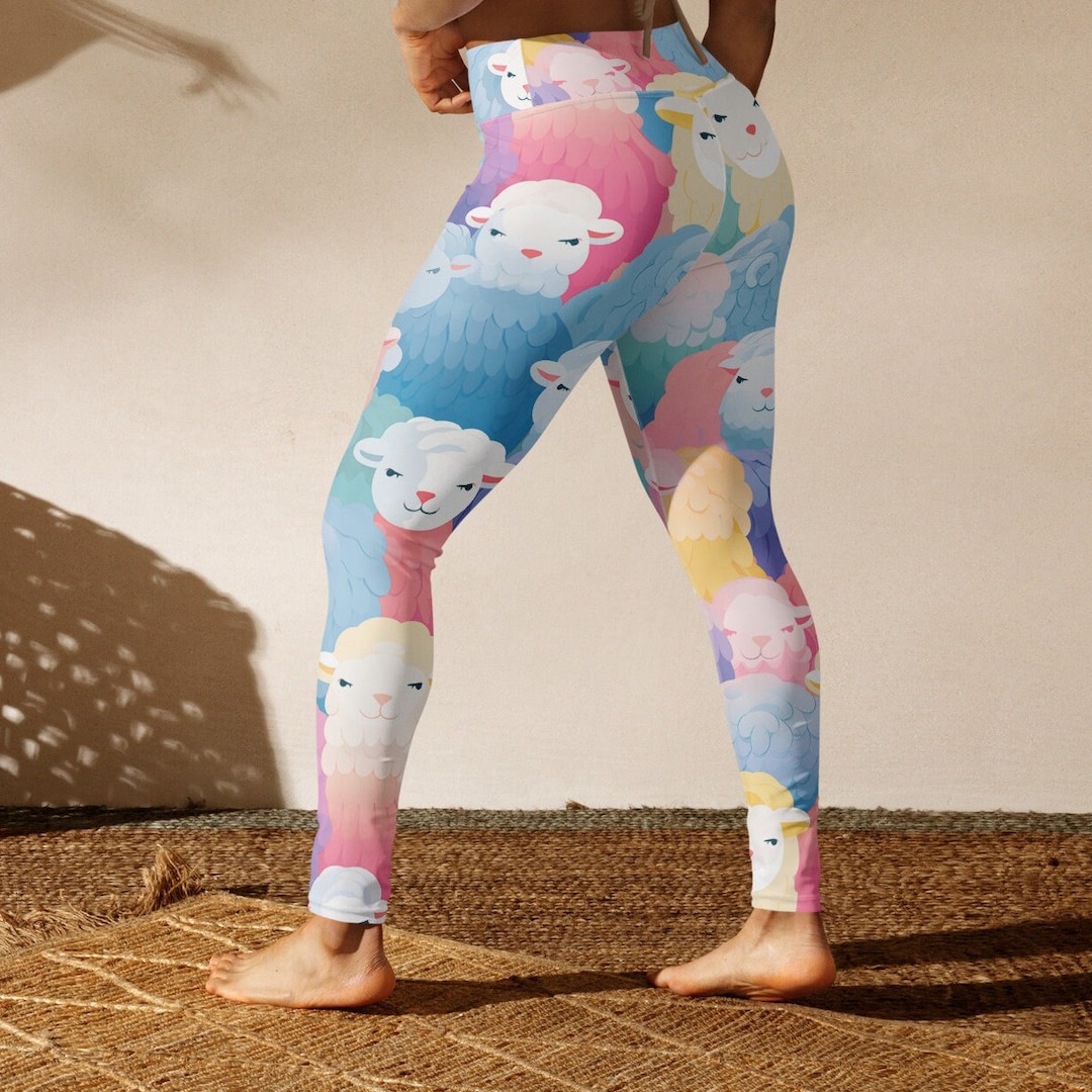 Pastel Sheep Leggings / Lamb Print Leggings Sheep Yoga Pants Sheep ...