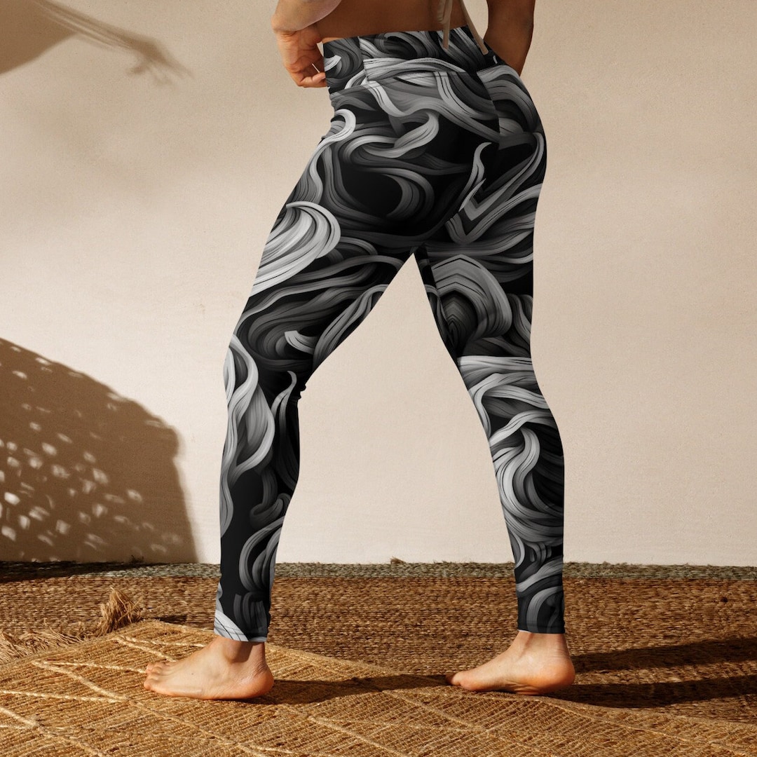 Abstract Spaghetti Leggings / Pasta Print Leggings Spaghetti Yoga Pants ...