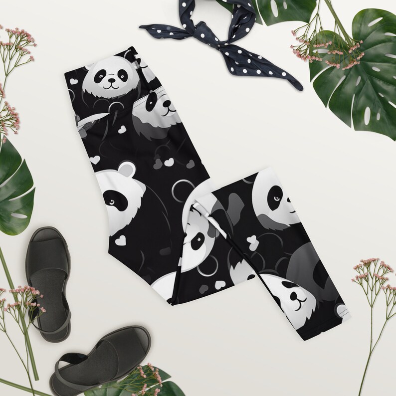 Panda Pattern Leggings / Panda Yoga Pants Bamboo Legging - Etsy