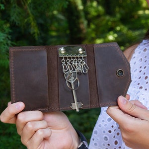 Key Pouch, Personalized Leather Key Case, Leather Keyring, Keychain ...