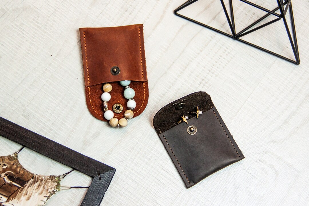Leather Jewelry Pouch, Small Jewelry Pouch, Bracelet Pouch, Earrings ...