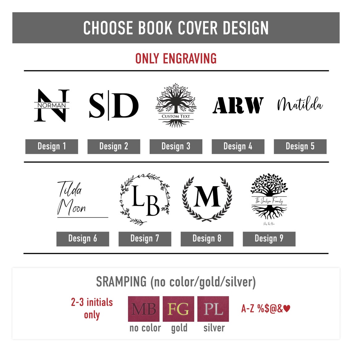 Engraved Leather Book Cover, Book Protector, A5 Book Cover, A4 Book ...