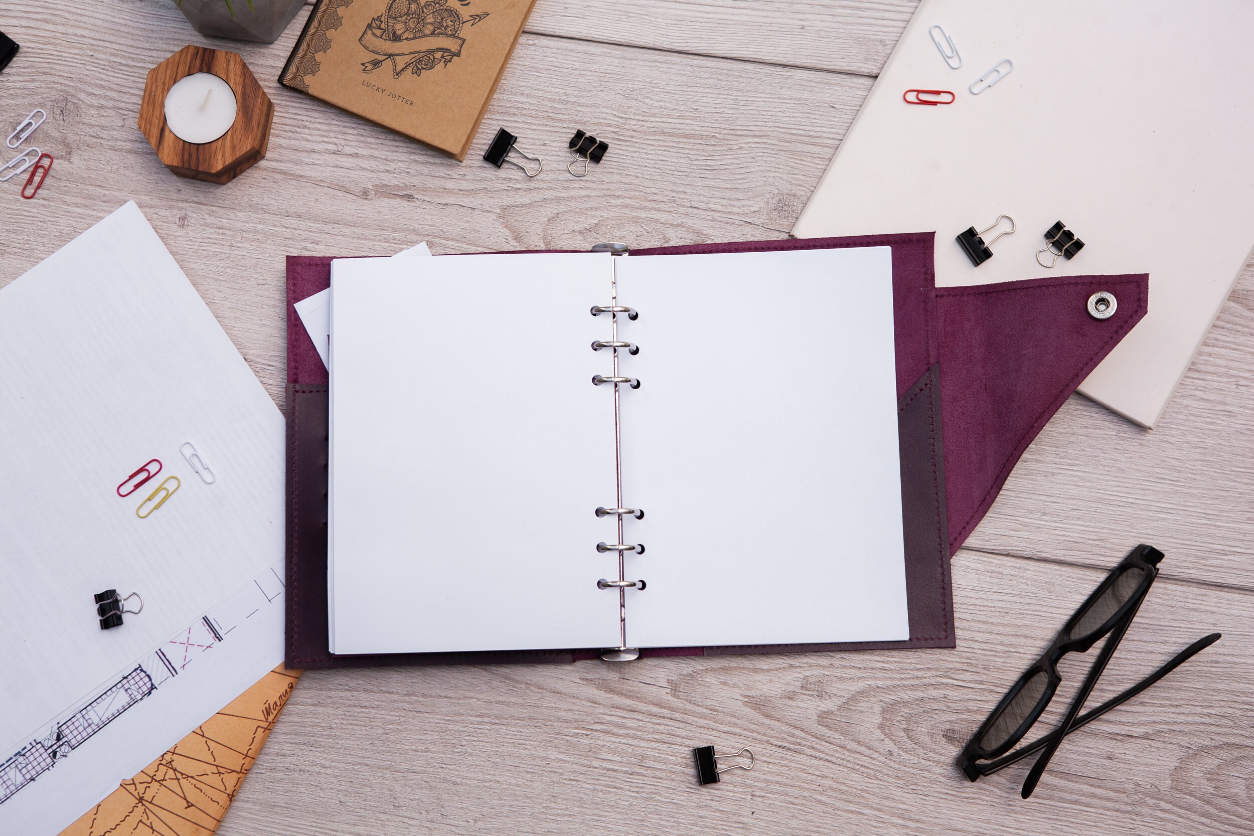 Burgundy Journal Binder, Leather 6 Ring Binder A5, Embossed Binder ...