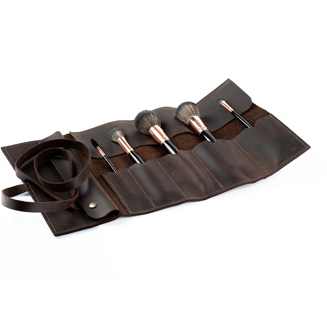 Leather Makeup Brush Roll, Leather Makeup Brush Case, Custom Makeup ...