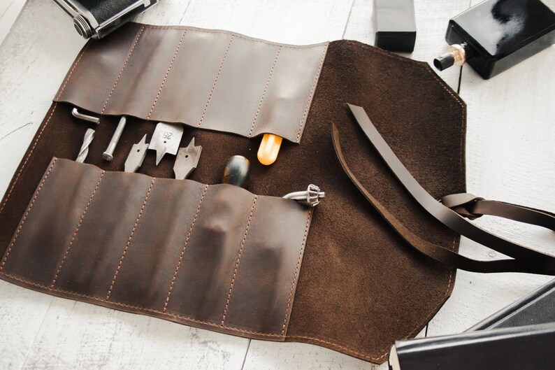 Leather tool roll chiselTool roll leatherCustom tool | Etsy