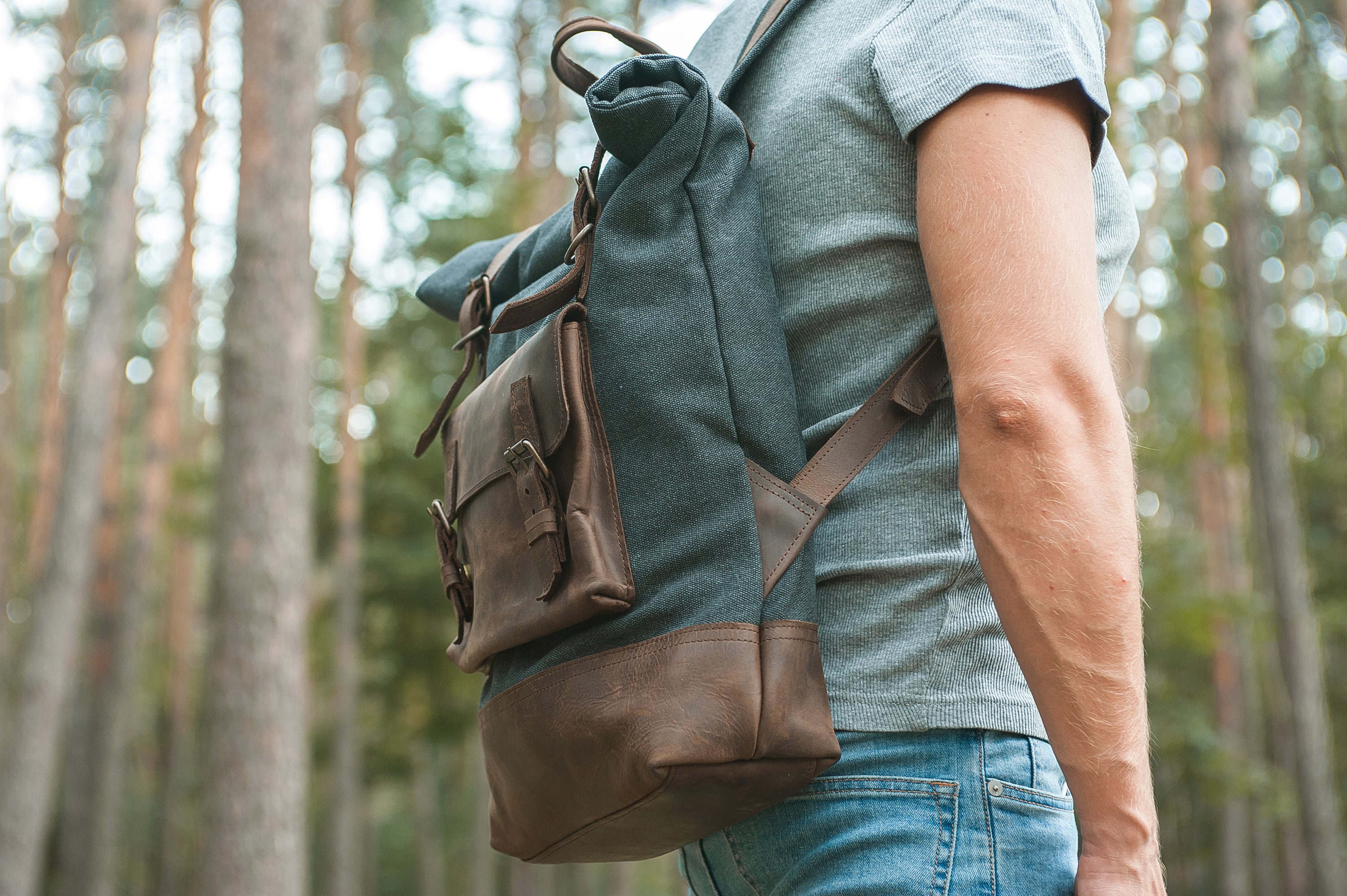 Backpack Roll Top Backpack Rucksack Gift Backpack | Etsy