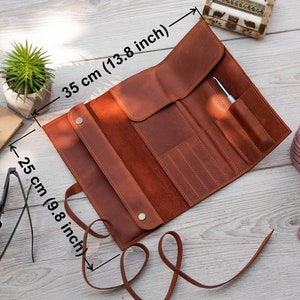 Leather Knitting Needle Case, Leather Knitting Needle Holder, Custom ...