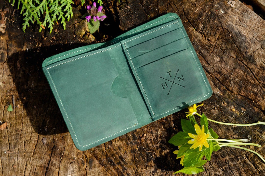 Green Leather Wallet for Women, Leather Wallet Women's Small, Bifold ...