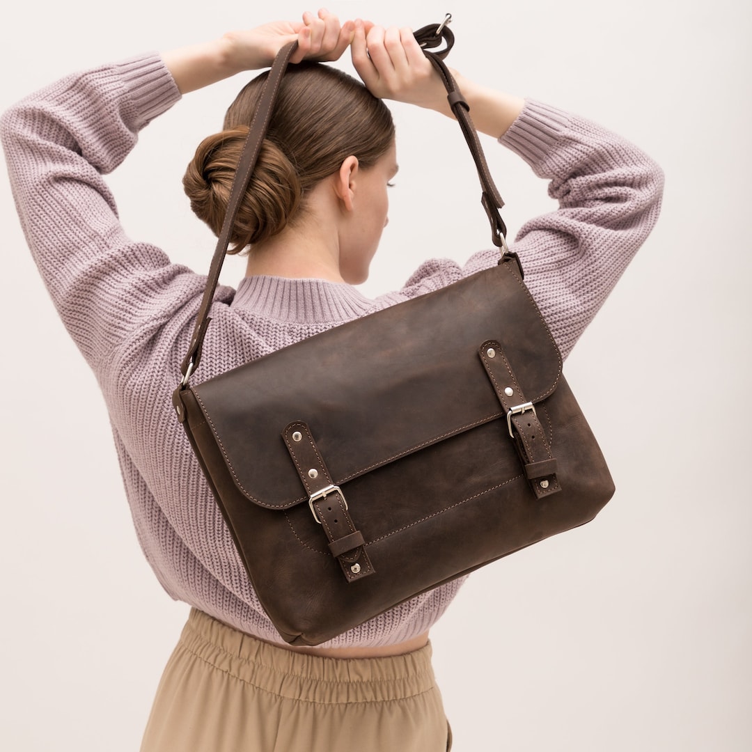 Leather Messenger Bag Women, Leather Messenger Bag 13 Inch, Leather ...