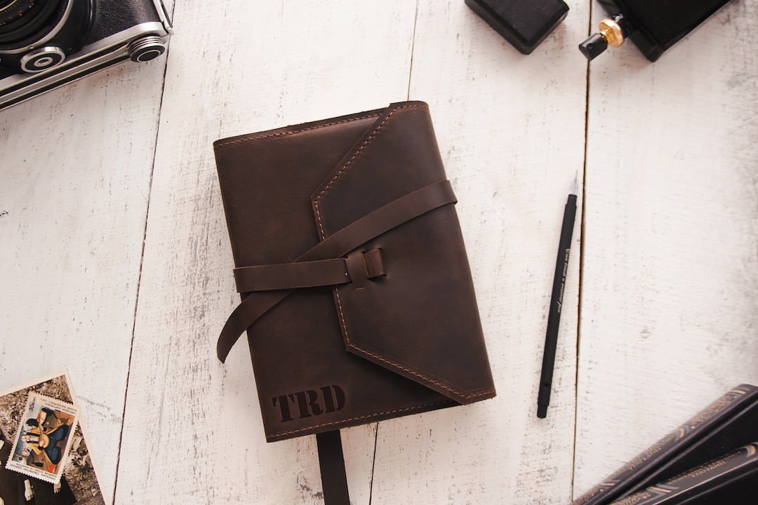 Leather Book Cover Sleeve, Personalized Book Cover, A5 Book Cover With ...