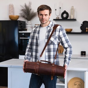 Large Knife Roll, Leather Knife Roll, Custom Knife Roll, Brown Knife ...