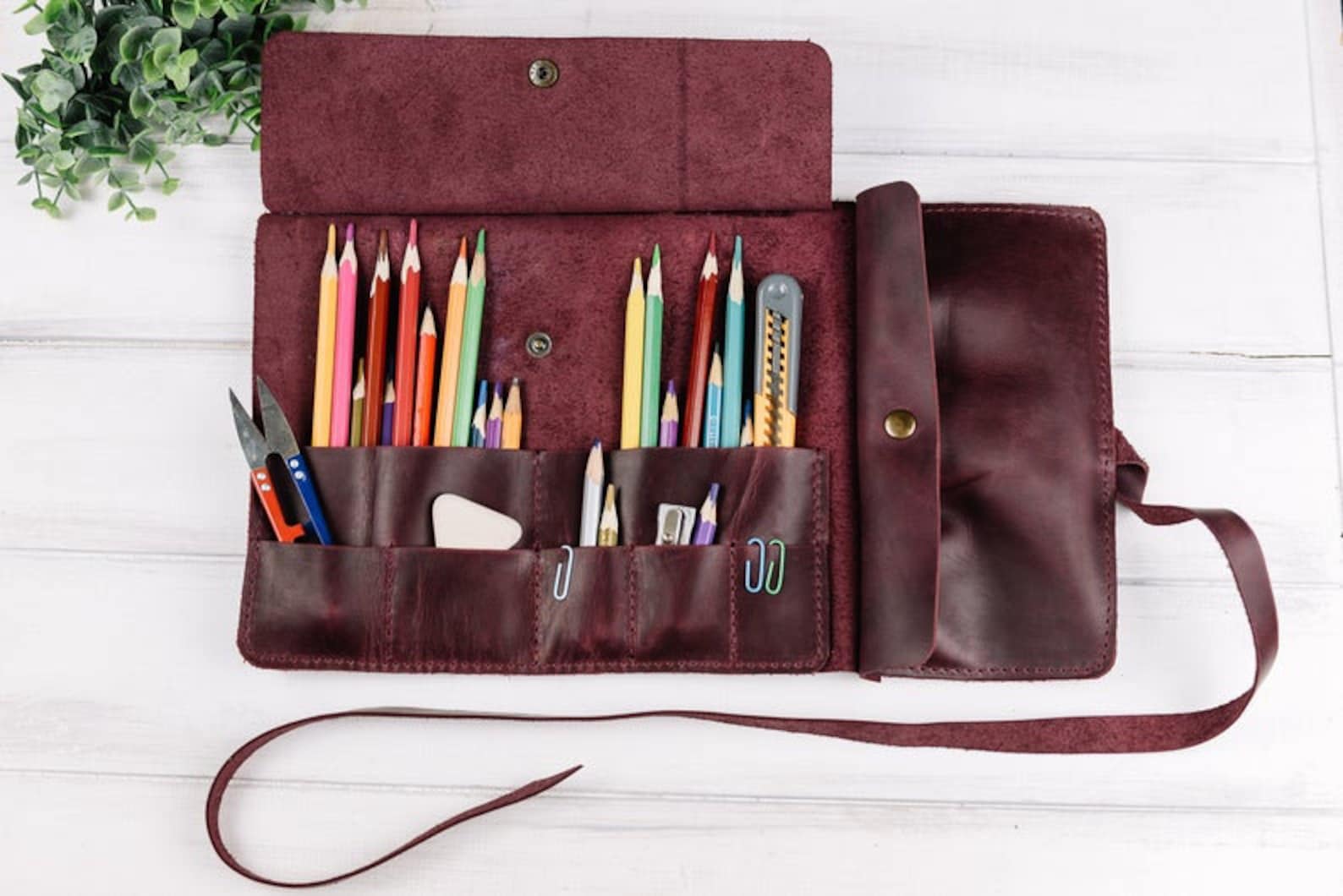 Artist pencil caseLeather pencil caseCustomized paintbrush | Etsy