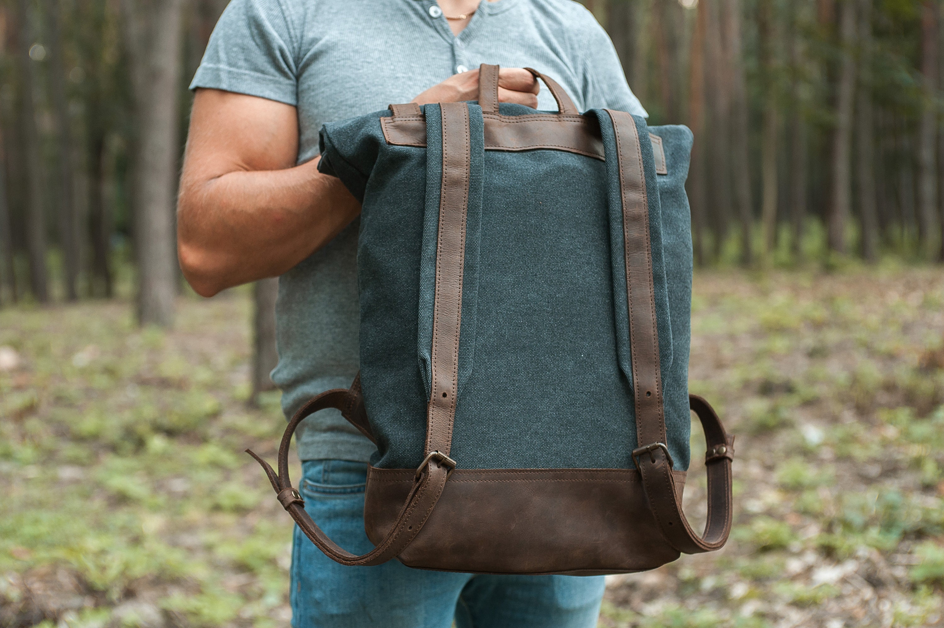 Backpack Roll Top Backpack Rucksack Gift Backpack | Etsy