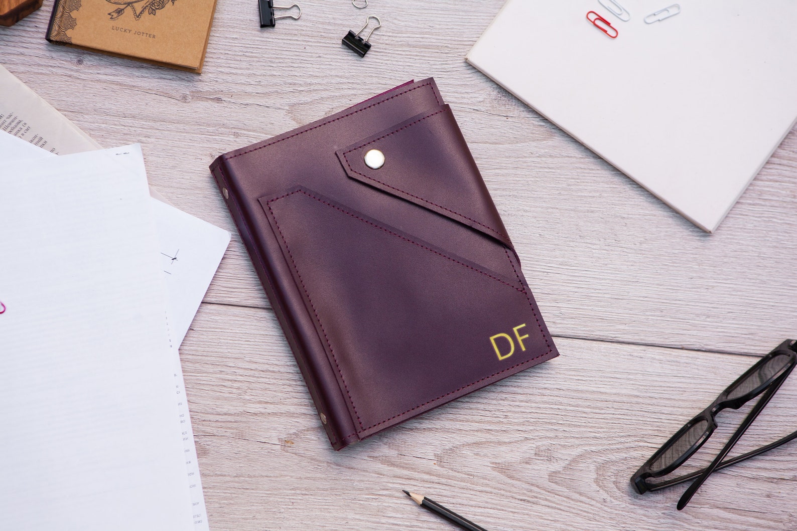 Burgundy Journal Binder, Leather 6 Ring Binder A5, Embossed Binder ...