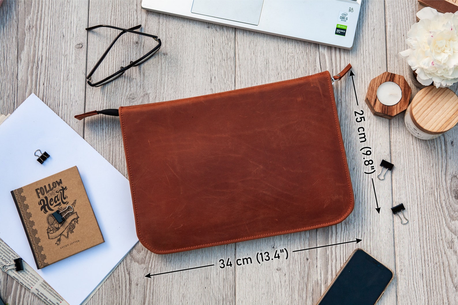 Leather Portfolio A4,custom Portfolio With Zipper,business Portfolio ...