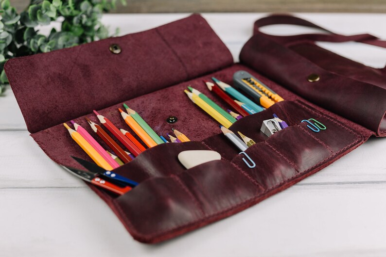 Artist pencil caseLeather pencil caseCustomized paintbrush | Etsy