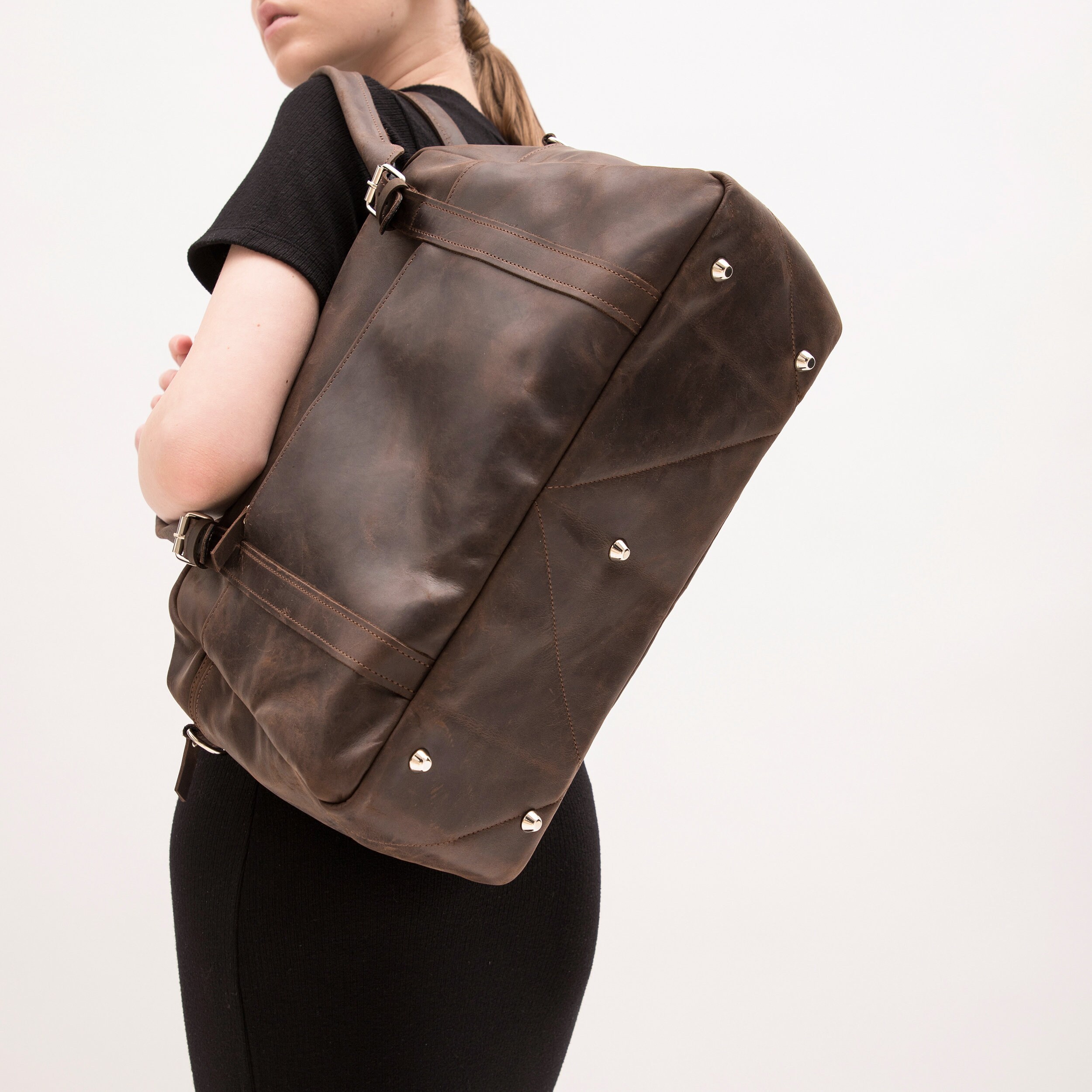 Lather Duffle Bag Women, Leather Weekender Bag Women, Gym Bag Women ...
