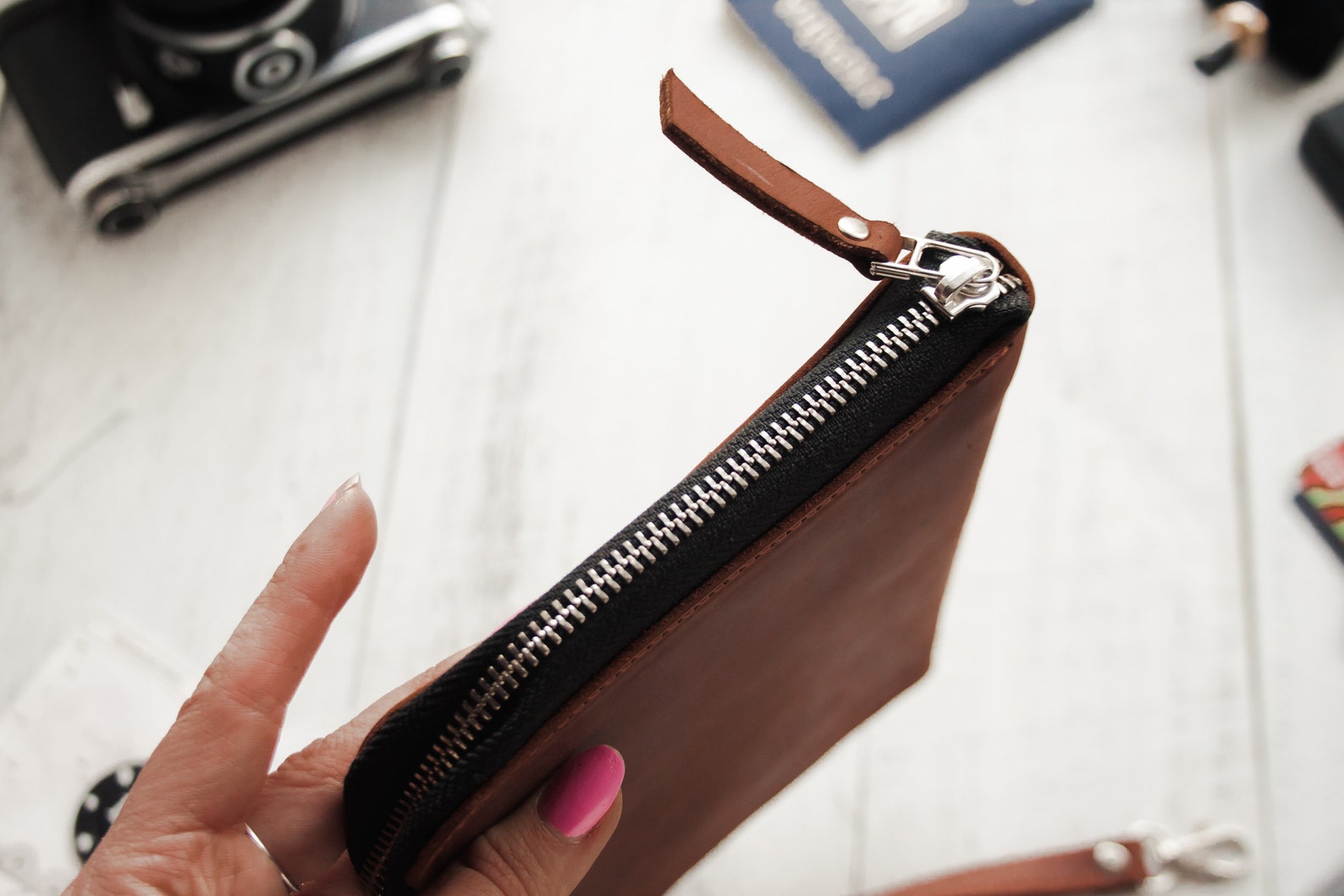 Travel Wallet Organizerpassport Holder With Zipperpassport - Etsy